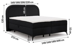 Černá boxspring postel s úložným prostorem 160x200 cm Ornes – Ropez