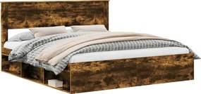 Rám postele Kouřový dub 180 x 200 cm Masivní borové dřevo 3409731