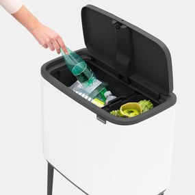 Bílý dotykový ocelový odpadkový koš na tříděný odpad 11+23 l Bo Touch Bin – Brabantia