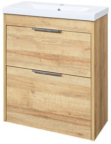 Mereo Mereo, Vigo, koupelnová skříňka s keramickým umyvadlem, 61 cm, bílá, dub, CN321