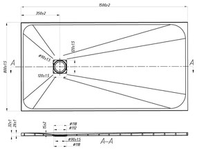 BPS-koupelny Obdélníková akrylátová sprchová vanička HYD-OSV-RIKO 150x80 černá