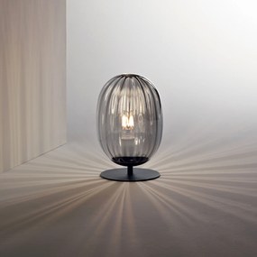 Fabas 3519-30-126 Infinity, černá stolní lampa kov/kouřové sklo, 1xE27, průměr 18cm