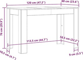 vidaXL Jídelní stůl 120 x 60 x 76 cm kompozitní dřevo [800432] Barva: Černý dub