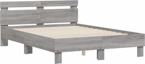 Rám postele s čelem a LED osvětlením šedý sonoma 135 x 190 cm 3207572