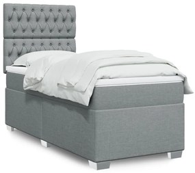 Box spring postel s matrací světle šedá 90x190 cm textil 3292650