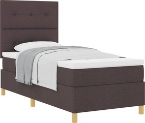 Postel s boxspringem s čelo Tmavě hnědá 100 x 200 cm textil 3339598