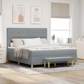Postel s boxspringem s čelo Světle šedá 200 x 180 cm textil 3344317