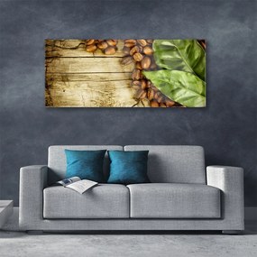 akrylový obraz Zrnka Káva Listy Kuchyně 125x50 cm