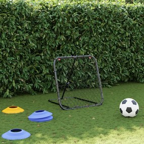 Fotbalový Rebounder Nastavitelný Černý 84 X 73 X 60–80 Cm Ocel Mangovníkové Dřevo (Přírodní)