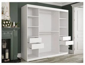Moderní šatní skříň Nonnus 200 T1, Úložný prostor: ne, Barva: bílá matná / bílá mramor
