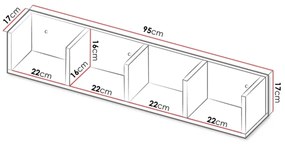 Nástěnná police LOTIKO 17x95 cm bílá