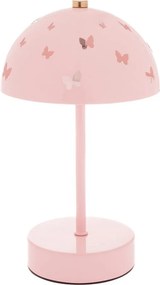 Růžová kovová dětská stolní lampa Butterfly – Dakls