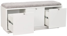 ROWICO bílá lavice s úložným prostorem CONFETTI a šedým sedákem 106 cm 103764