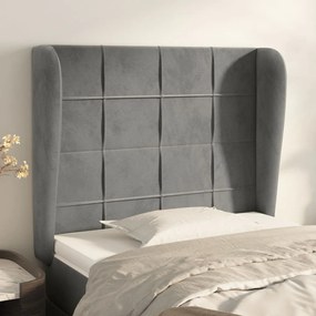 Čelo postele typu ušák světle šedé 93 x 23 x 118/128 cm samet 3117992
