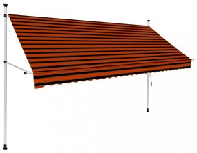 Ručně zatahovací markýza oranžová / hnědá Dekorhome 300 cm