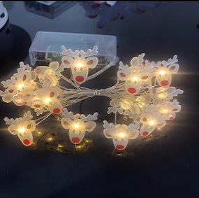 Vnitřní vánoční LED mikro řetěz - sobi, 40 LED, 4m, teplá bílá, na baterie