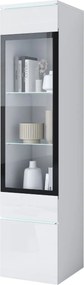 Úzká vitrína LED sloupek Vera bílý lesk (VRB00002+LED)