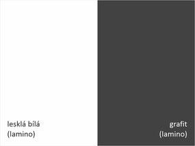MARIDEX SKŘÍNĚ Šatní skříň - LUX 20, matná bílá/lesklá bílá a grafit