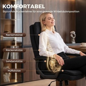 HOMCOM ergonomická kancelářská židle s dvojitým polstrováním – otočná židle s lněným efektem, nastavitelná výška, funkce houpání, nosnost 120 kg, čer…