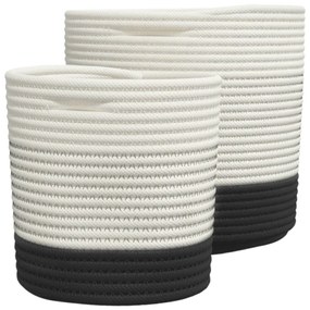 Úložné koše 2 ks bílé a černé bavlna - Default Title
