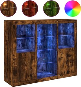 Příborníky s LED osvětlením 3 ks kouřový dub kompozitní dřevo 3209125