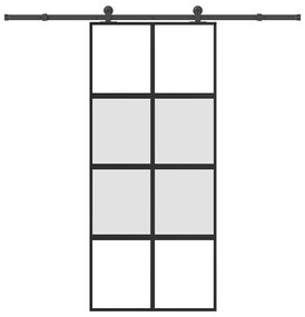 Posuvné dveře s kováním 90x205 cm tvrzeného sklo a hliník