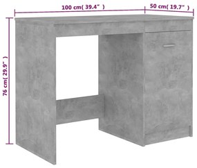 vidaXL Marketos Psací stůl betonově šedý 100 x 50 x 76 cm kompozitní dřevo