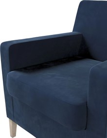 Potah na křeslo IKEA Karlstad barva tmavě modrá látka lesklé, sametová