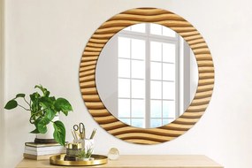 Kulaté dekorativní zrcadlo Dřevěná vlna fi 60 cm
