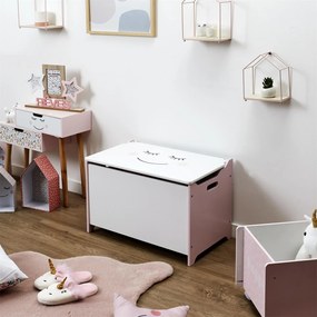 Home Deco Kids Dětská truhla na hračky bílá s úsměvem růžová