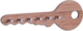 Věšák na klíče KEY, 6 háčku, bambusový, ZELLER