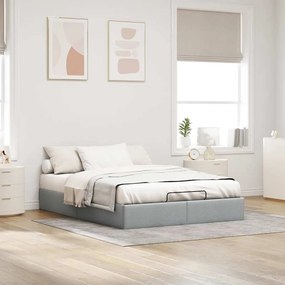 Osmanský rám postele bez matrací světle šedá 140x200 cm textil 3310882