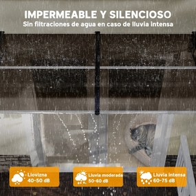 Outsunny Ochranný Slunečník 200x96 cm Exteriérový Kryt pro Dveře a Okna proti Slunci a Dešti s PP Polykarbonátovou Oporou Hnědá