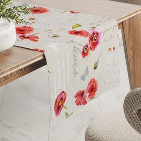 Biante Dekorační běhoun na stůl Porto PRT-022 Vlčí máky a kopretiny na režném 20x120 cm