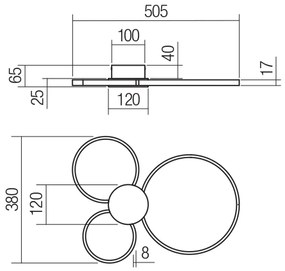 Smarter 01-3105 stropní LED svítidlo Atom, pískově černá, mosaz, 20W, 3000K, 50,5cm