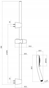Cersanit NENO, sprchová sada s posuvným držákem a ruční sprchou, Chrom, S951-019