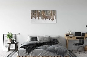 Obraz na skle Jelen zimní les 120x60 cm