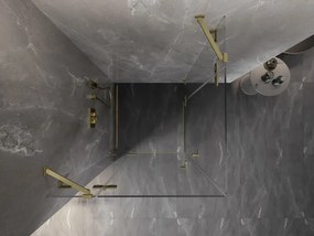 Mexen Lunar Duo, výklopný sprchový kout 75 x 75 cm, 8mm čiré sklo, zlatý matný profil, 834-075L-075P-55-00