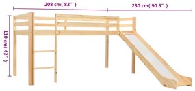 vidaXL Marketos Rám dětské patrové postele skluzavka a žebřík borovice 97x208cm