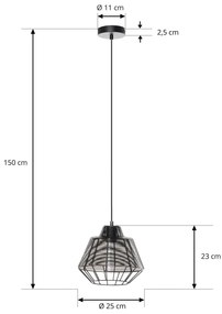 Závěsné svítidlo Lucande Tinko v kleci, černé, 25 cm