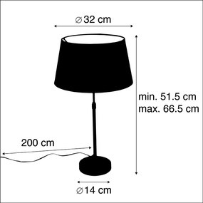 Stolní lampa černá s stínidlem černým se zlatem 35 cm - Parte