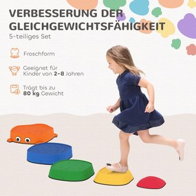 AIYAPLAY sada 5 balančních stupínků, stohovatelné, tvar žáby, plastové, barevné