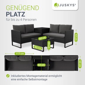 Juskys Zahradní sedací souprava Santorini pro 4 osoby Barva: černá