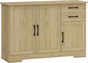 HOMCOM moderní obývací pokoj Komoda se třemi dveřmi 2 zásuvky Nastavitelné police pro vstup do jídelny 120x38x79 cm Přírodní