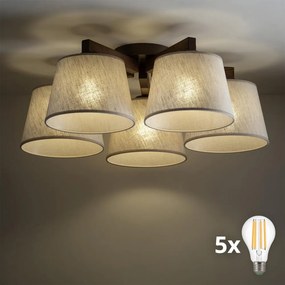BRILAGI - LED Přisazený lustr LATTE 5xE27/15W/230V borovice/krémová