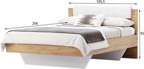 Postel 180x200 měkké čelo dub craft / bílý Asti