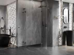 Mexen Lunar, L pravý půlkruhový sprchový kout 90 x 80 cm, 8mm čiré sklo, profil grafit broušený, 833L-090P-080L-66-00