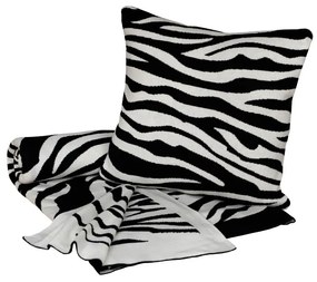 SCANquilt pletený pléd DESIGN zebra černosmetanová střední 130 x 200 cm