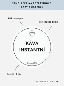 KÁVA – bílá samolepka na dózu, tučné písmo, 5 cm | DomaLEP