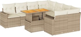 9dílná zahradní sedací souprava s poduškami béžová polyratan 3327019